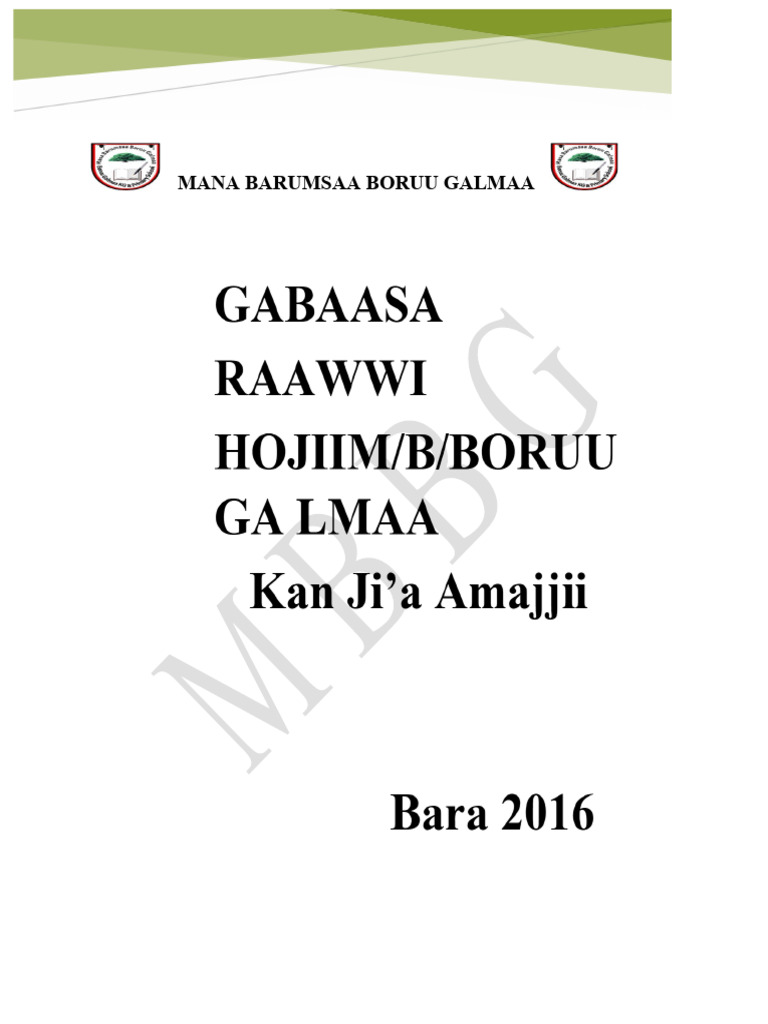 Gabaasa Raawwii Hojii Ji'a Amajjii New | PDF