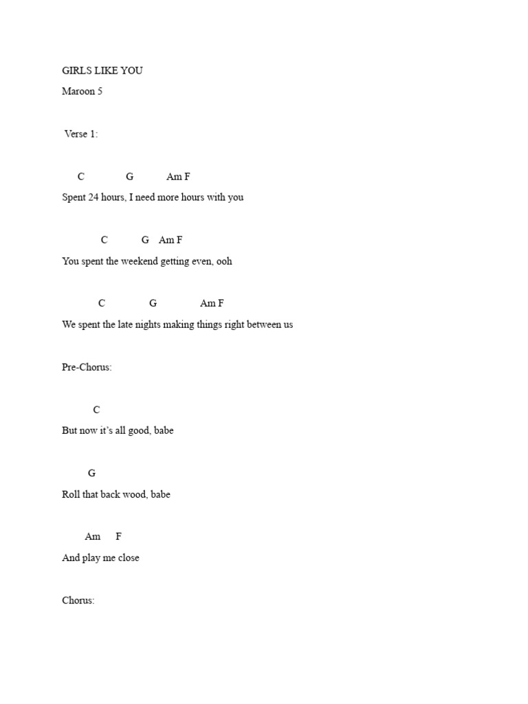 Girls Like You by Maroon 5 | PDF | Song Structure | Musical Compositions