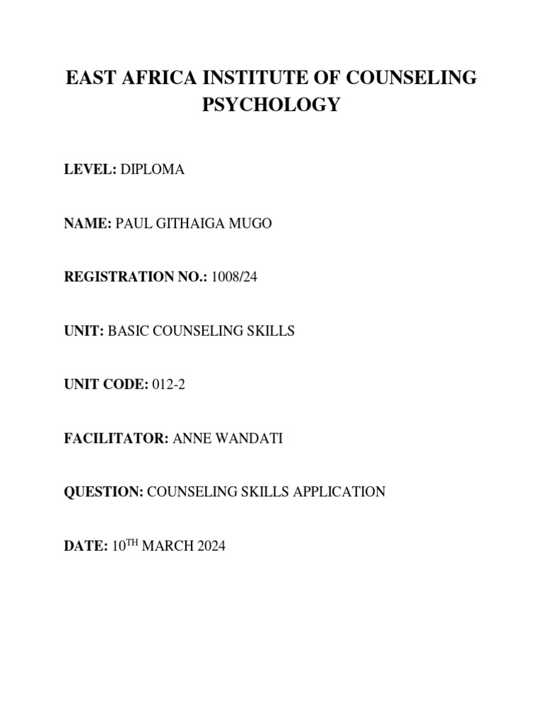 Essential Counseling Skills Overview | PDF | Psychotherapy | Psychology