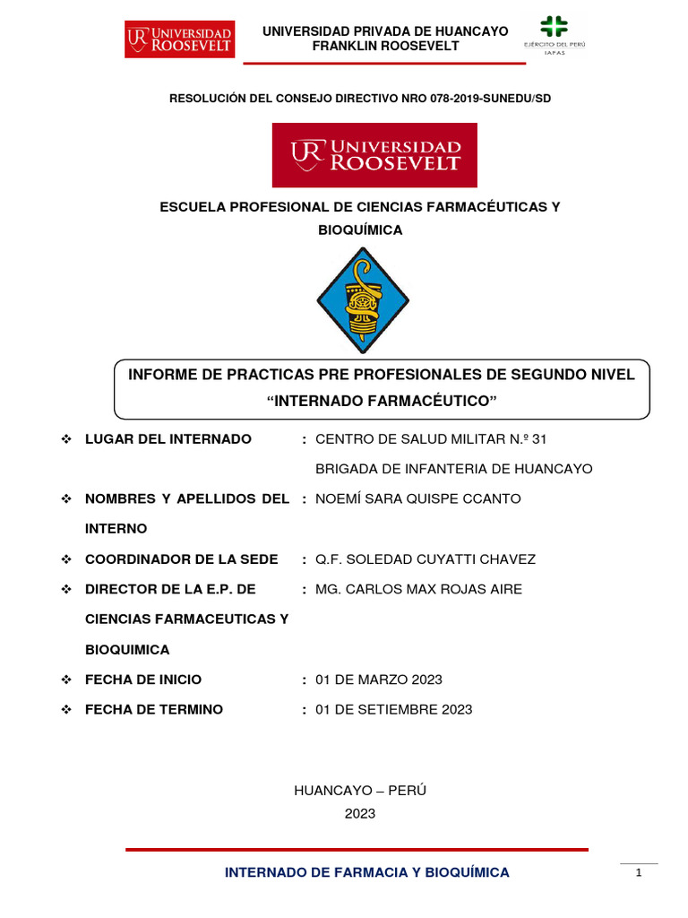 Informe de Internado - Saraa | PDF | Farmacia | Farmacéutico