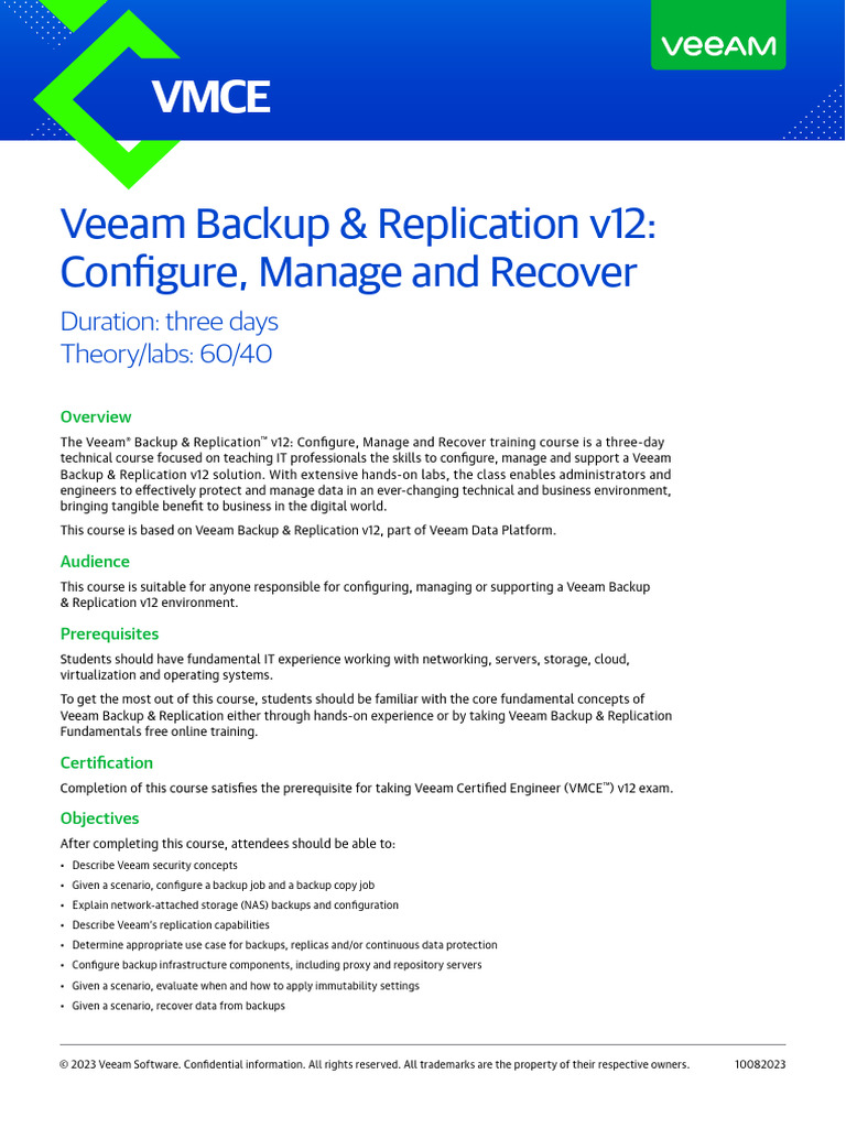 Veeam Backup Replication v12 Configure Manage and Recover | PDF ...