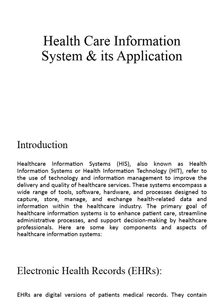 Health Information Systems Overview | PDF | Electronic Health Record ...