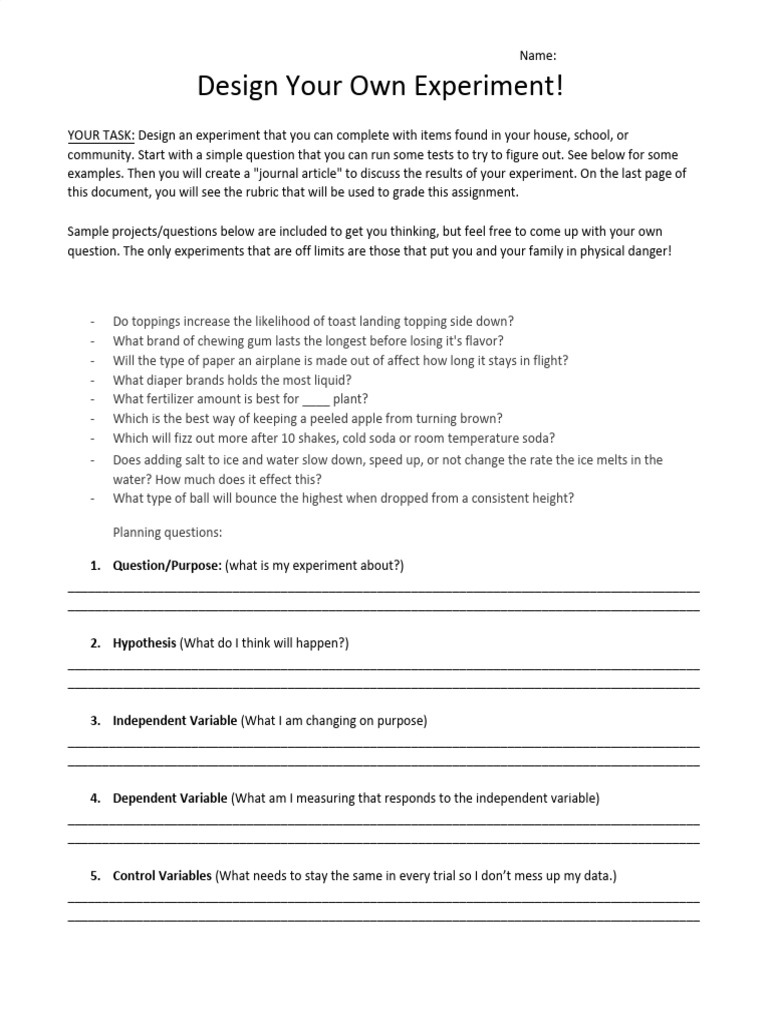 Scientific Method Project v1 | PDF | Experiment | Scientific Method
