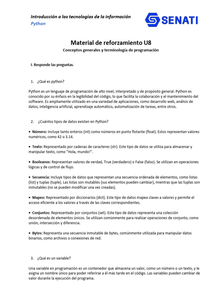 Conceptos Clave de Python y Programación | PDF | Algoritmos | Programación de computadoras