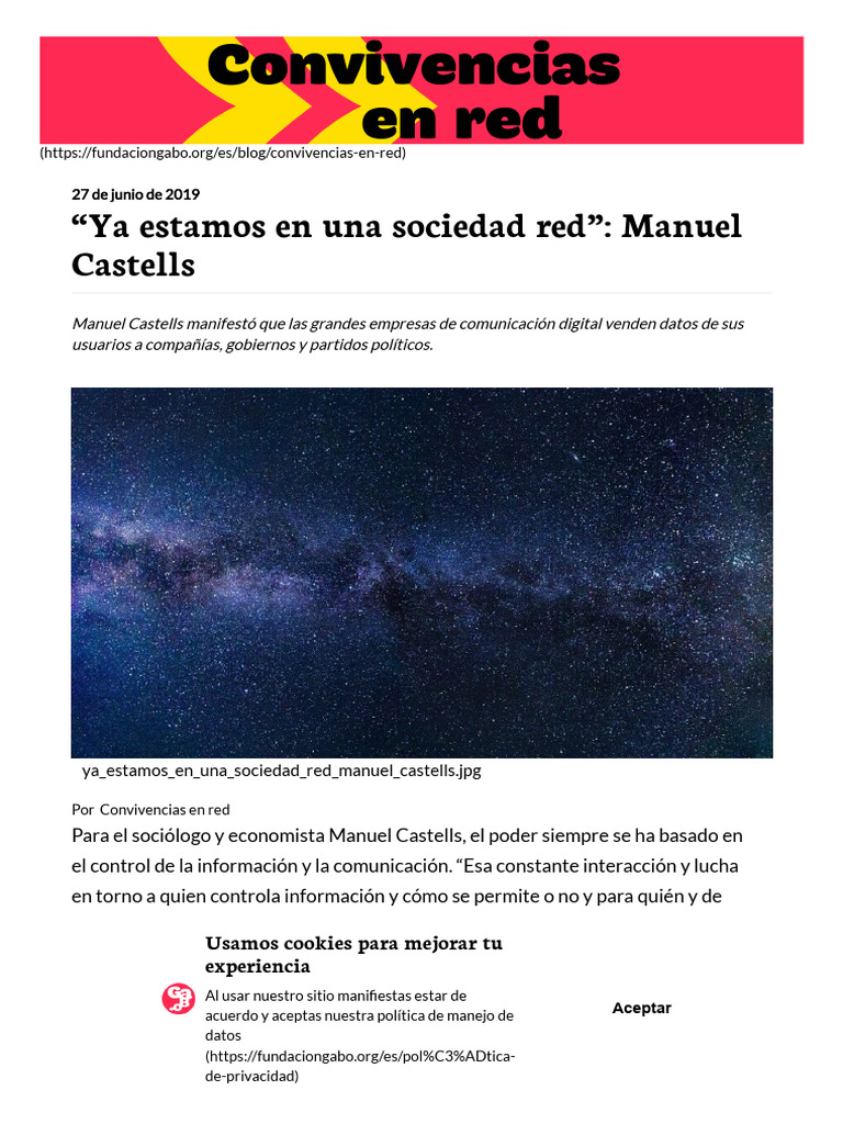 "Ya Estamos en Una Sociedad Red" - Manuel Castells | PDF | Internet ...