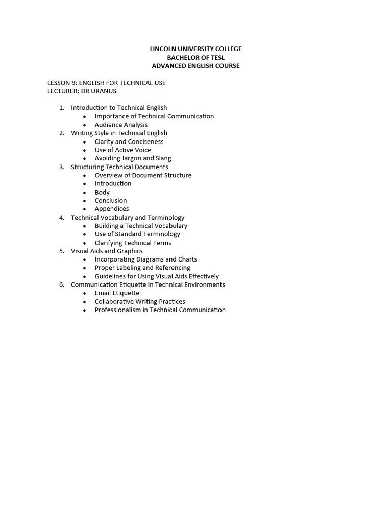 Lesson 9 - Technical English | PDF | Technical Communication | Jargon