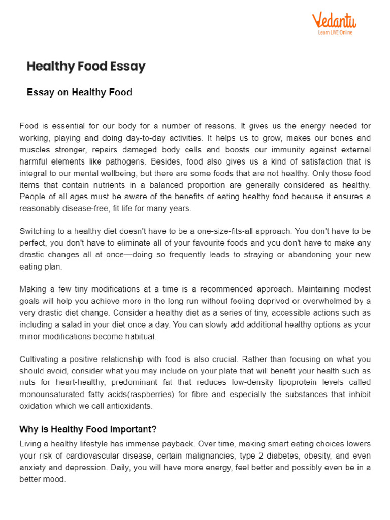 Healthy Food Essay | PDF