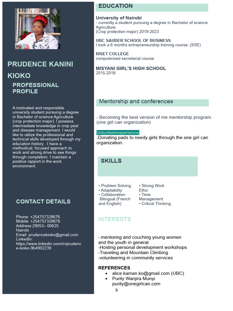 Prudence Kanini Kioko CV | PDF | Mentorship