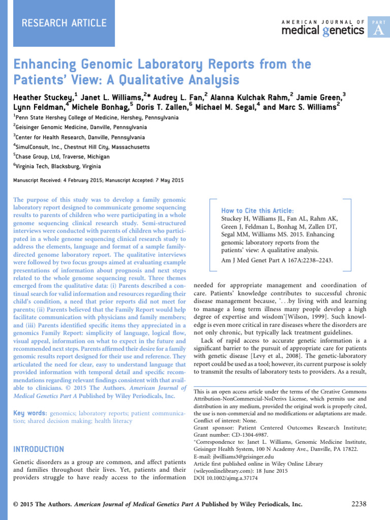 Stuckey Et Al. - 2015 - Enhancing Genomic Laboratory Reports From The ...