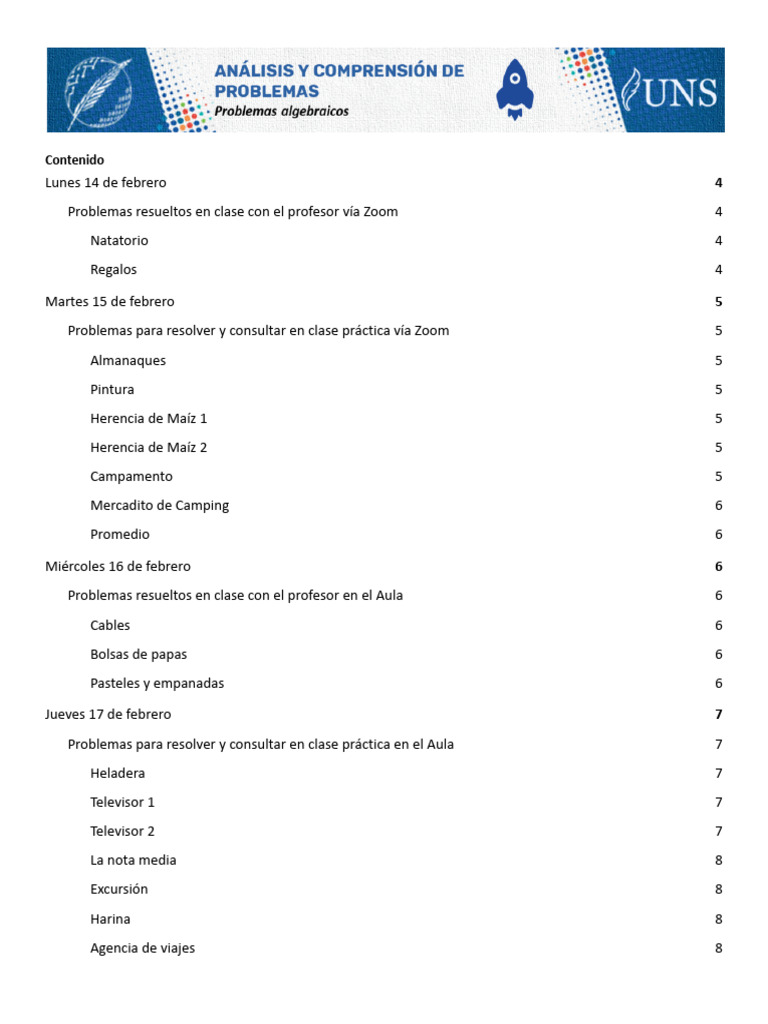 Enunciados Problemas Algebraicos | PDF | Vino | Combinatoria