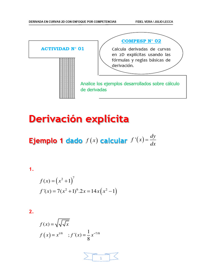 Derivada en Curvas 2D Parte II | PDF | Métodos y materiales de enseñanza