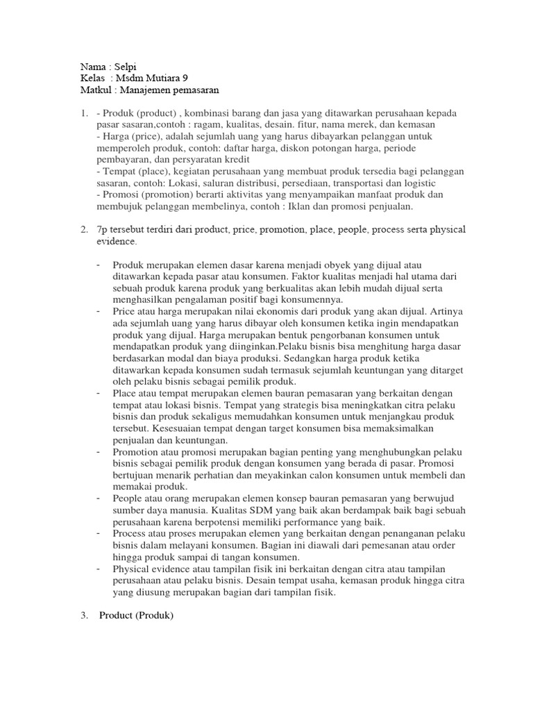 UAS Manajemen Pemasaran | PDF | Bisnis | Pengelolaan Keuangan & Uang