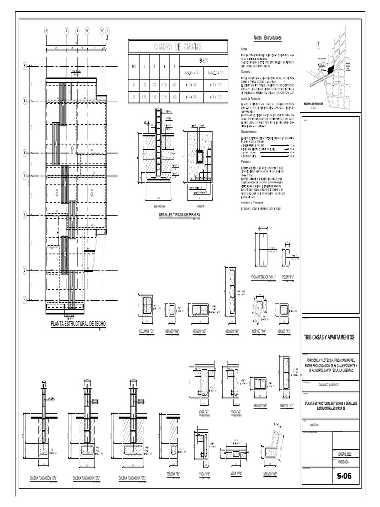 Planta Estructural de Techo y Detalles | PDF