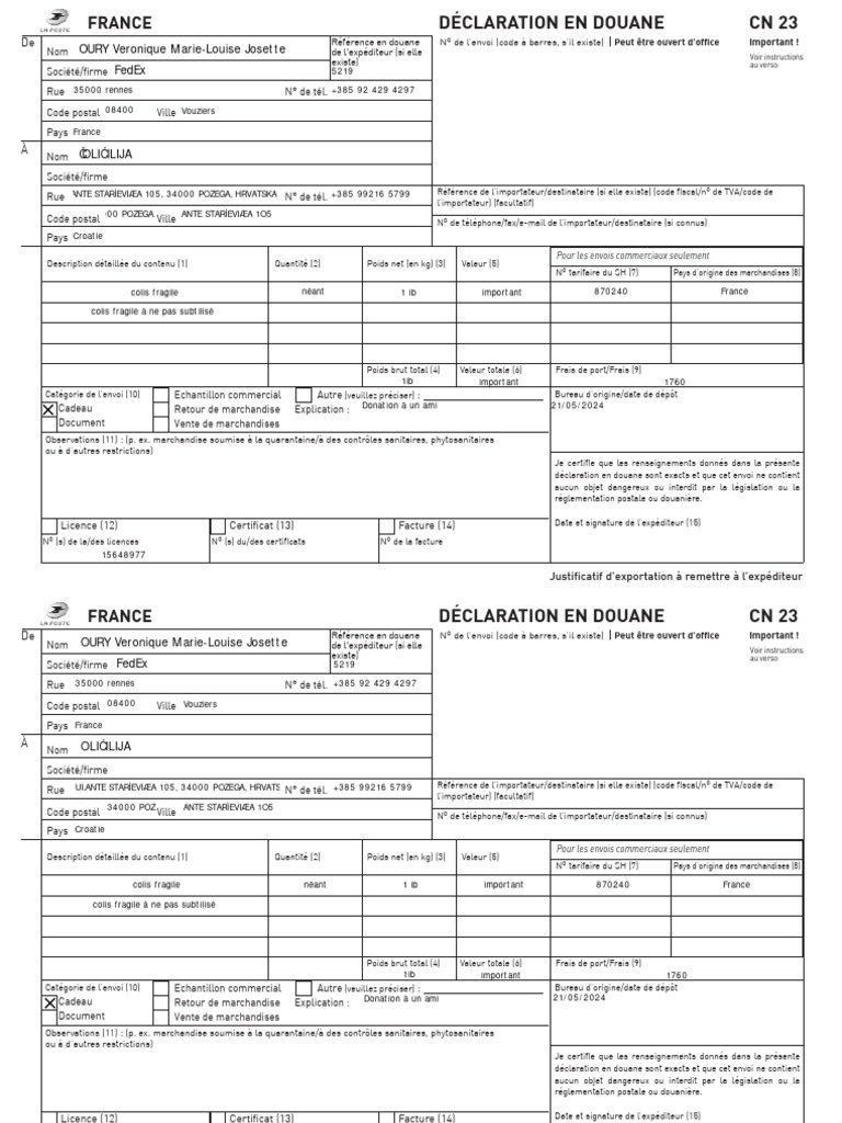 Déclaration en Douane CN 23 | PDF
