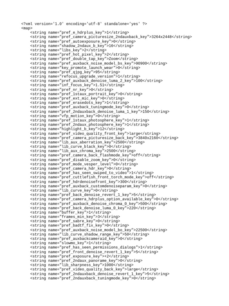 Camera Settings Configuration XML | PDF