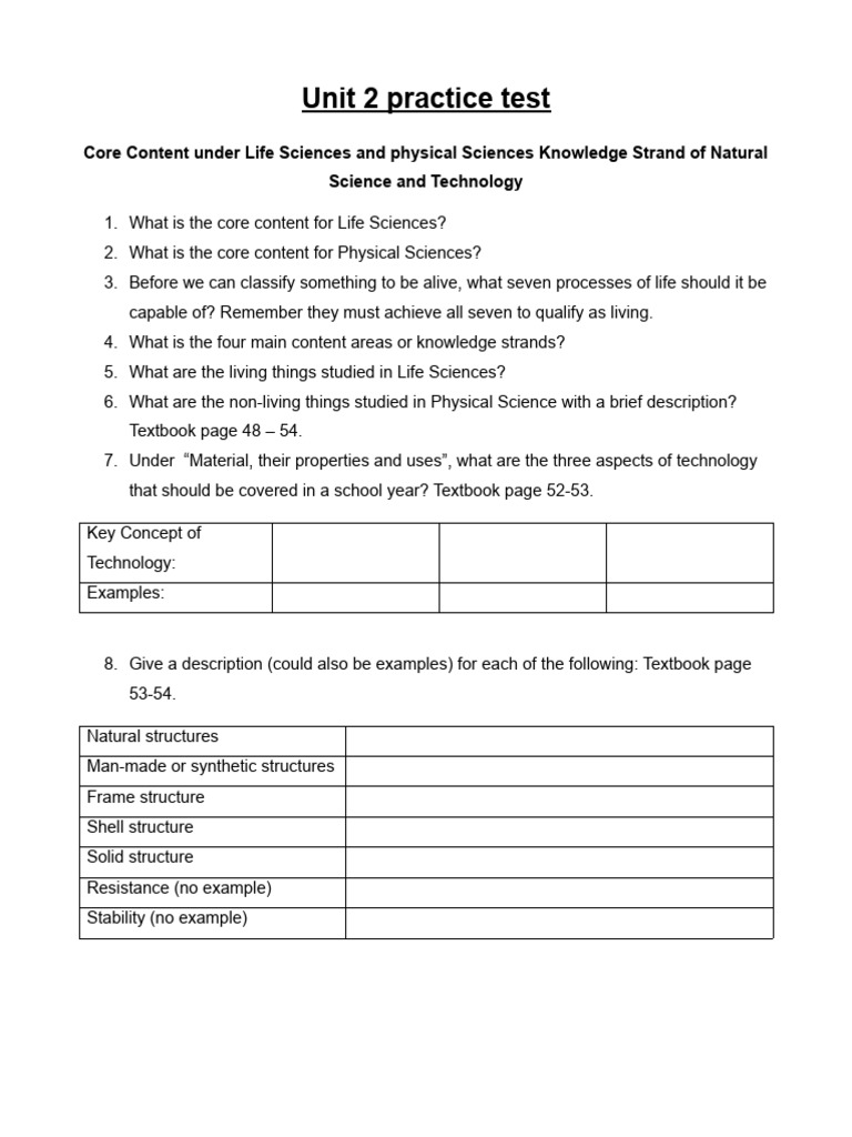Life & Physical Sciences Practice Test | PDF | Science & Mathematics ...