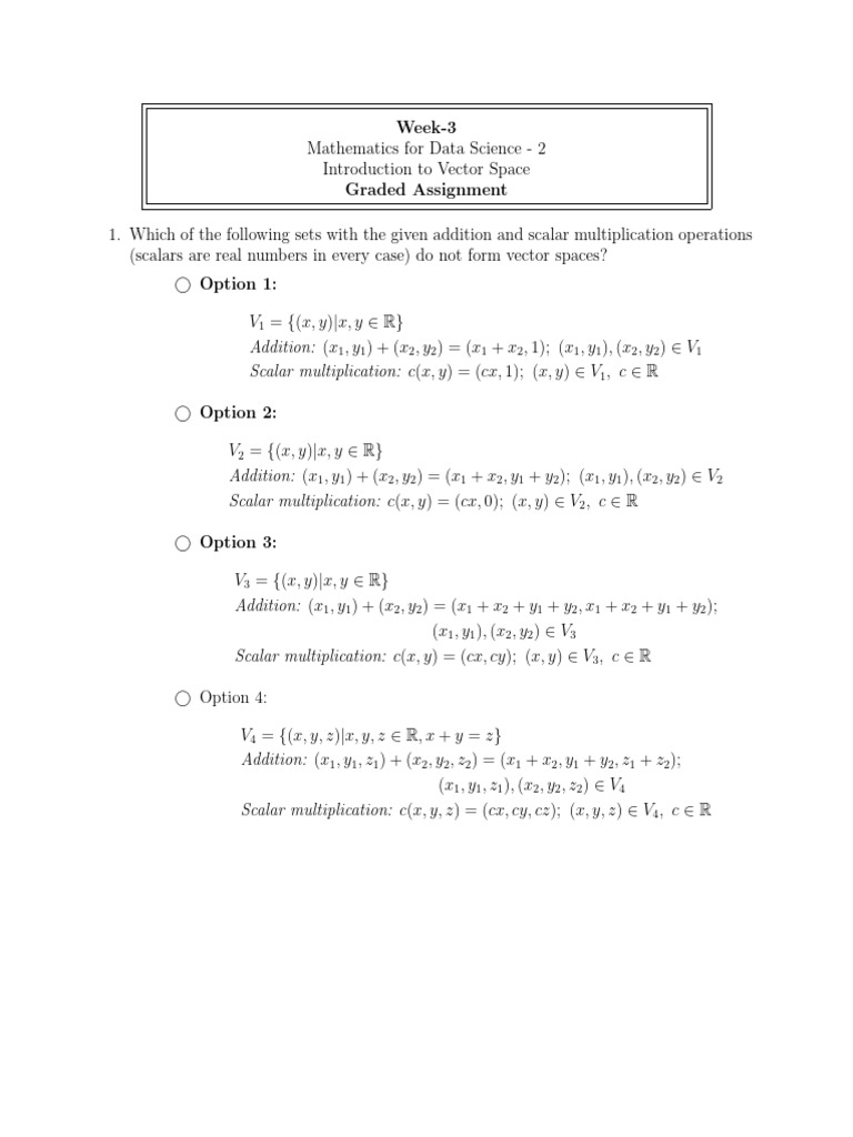 Mathematics For Data Science 2 - Week 3 GA | PDF | Genotype | Vector Space