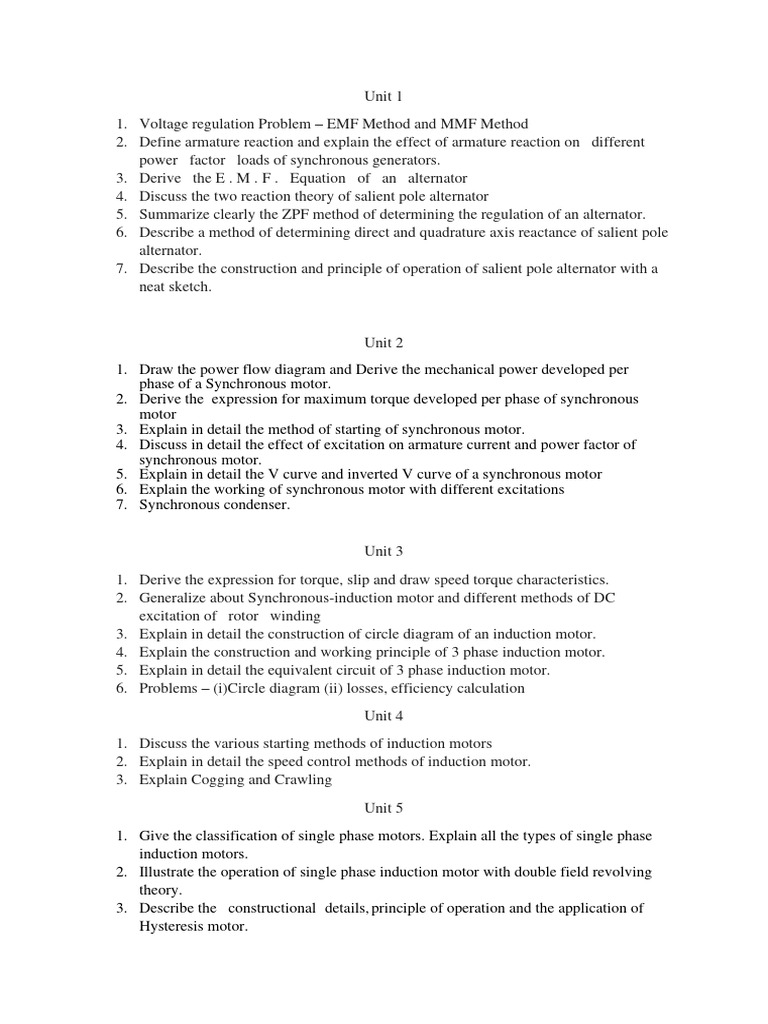 Very Importnant Questions - EM II | PDF | Electric Motor | Machines