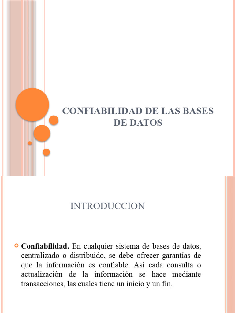 Confiabilidad de Las Bases de Datos | PDF