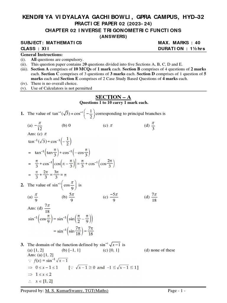 maths-class-xii-chapter-02-inverse-trigonometric-functions-practice-paper-02-answers | PDF ...
