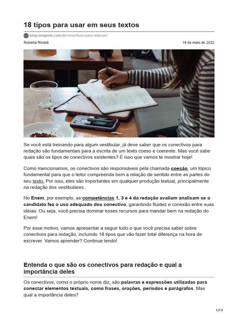 18 Tipos de Conectivos para Usar em Seus Textos | PDF
