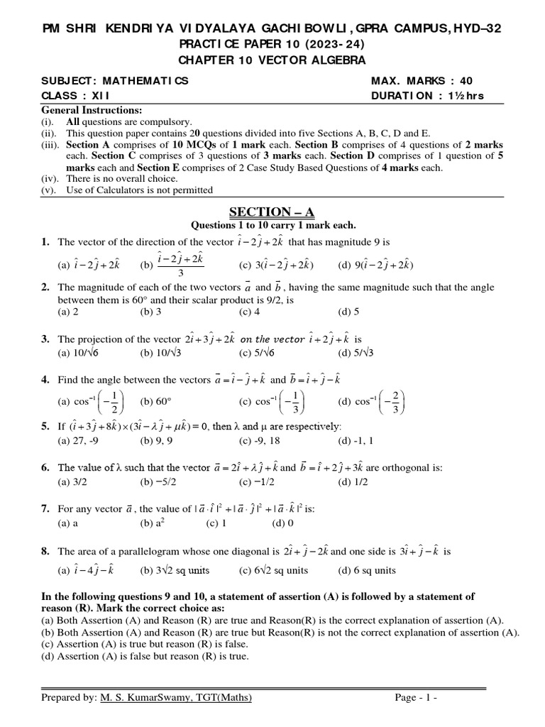 maths-class-xii-chapter-10-vector-algebra-practice-paper-10 | Download ... maths-class-xii-chapter-10-vector-algebra-practice-paper-10 | Download ...