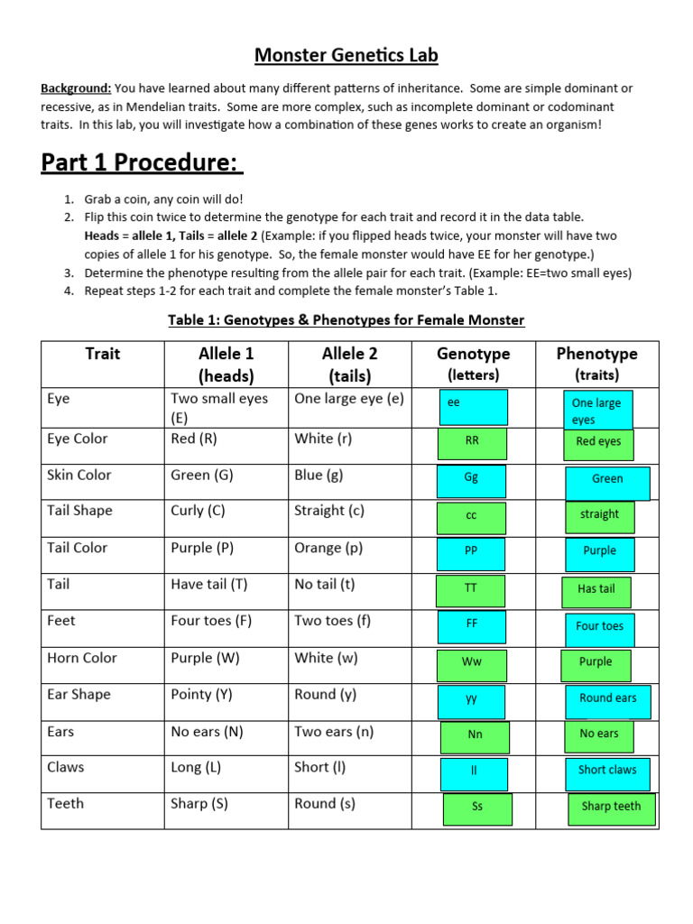 Monster 1.13 | PDF | Genotype | Dominance (Genetics)