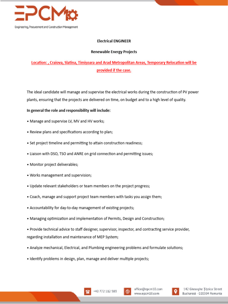 Electrical Engineer Jd-1 | PDF | Engineering