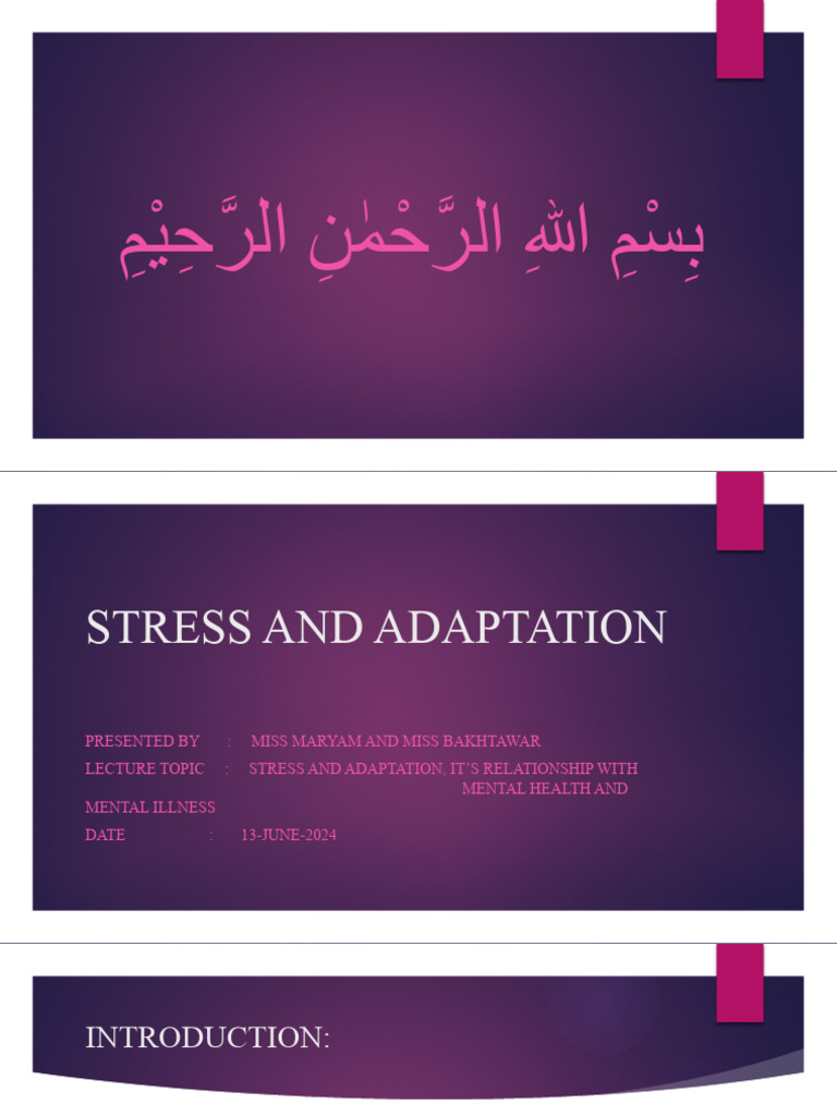 Stress, Adaptation, and Mental Health | PDF | Stress (Biology) | Anxiety