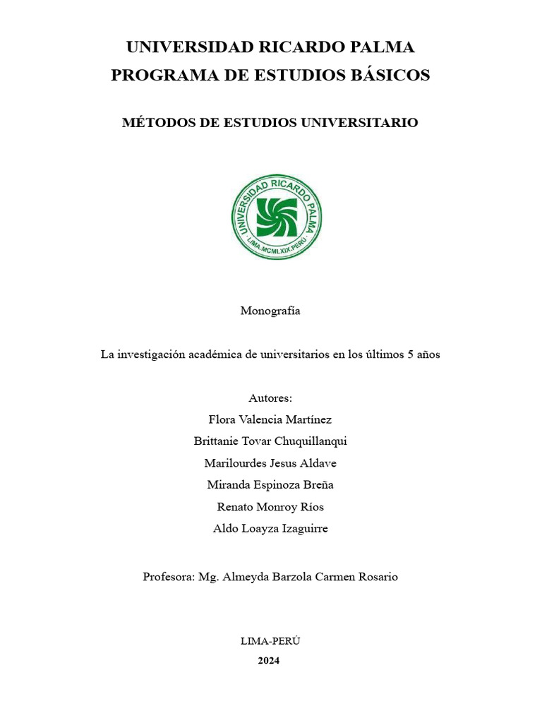 Caratula e Indice de La Monografia-Investigacion Academica | PDF | Ciencia y matemática