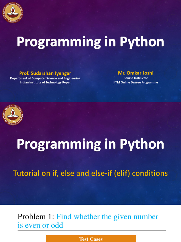 Python Week 2 Iitm Bs In Data Science Tutorial 21 Tutorial On If Else And Else If Elif