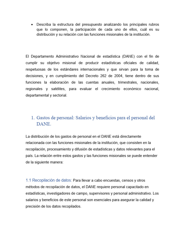 Estructura Presupuestaria del DANE | PDF | Deuda | Presupuesto