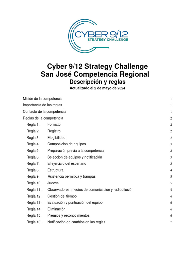Reglas Cyber 912 Strategy Challenge San Jose Costa Rica | PDF