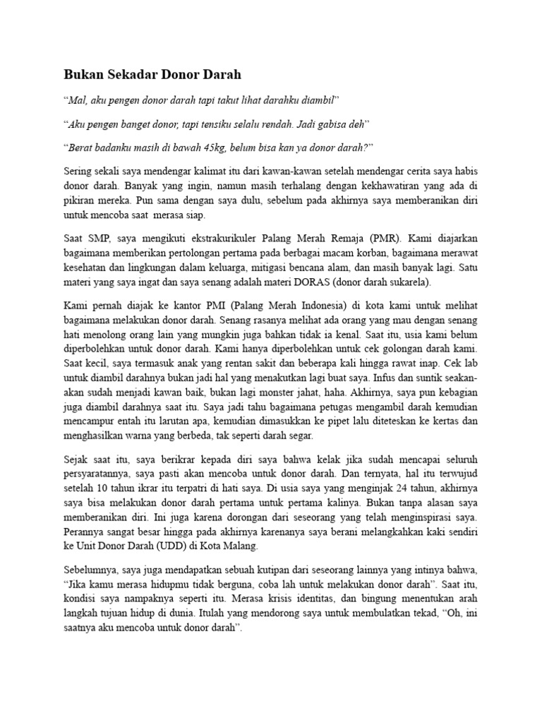 Bukan Sekadar Donor Darah | PDF