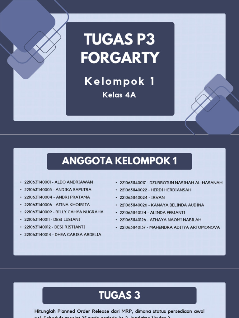 MRP Forgarty - P3 - Kelompok 1 - 4a | PDF | Supply Chain Management | Inventory