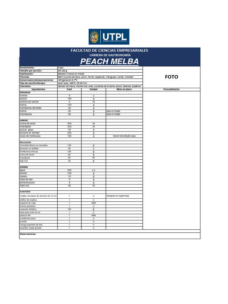 Sesión 9. Peach Melba | PDF | Alimentos