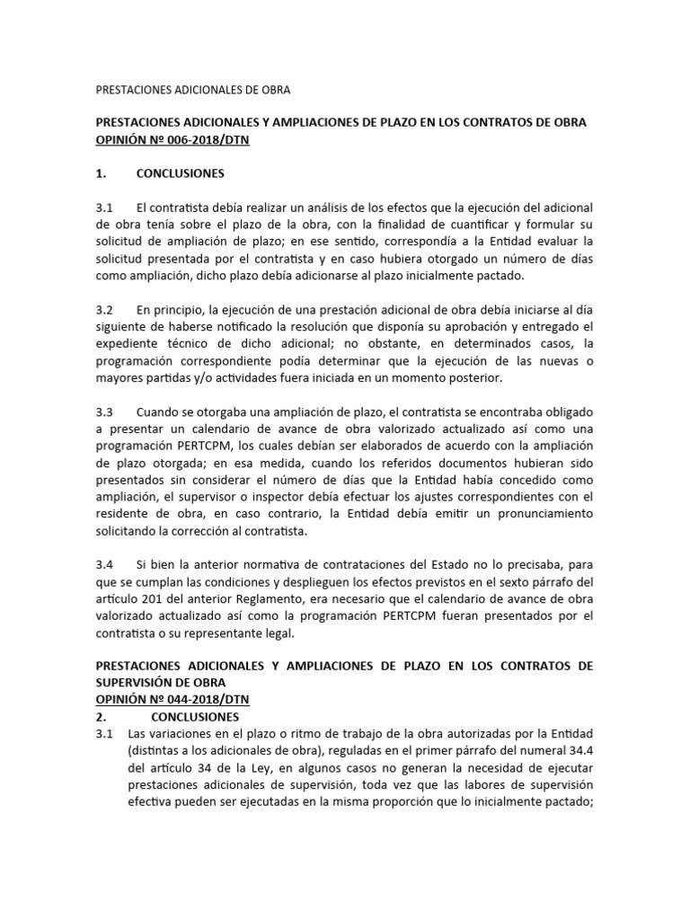 Prestaciones Adicionales de Obra | Descargar gratis PDF | Regulación | Presupuesto