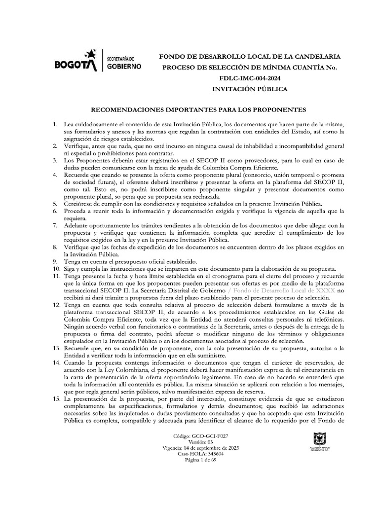 INVITACIÓN PÚBLICA FDLC-IMC-004-2024.ok - Signed | PDF