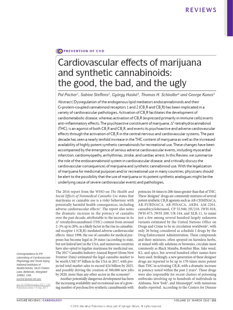 Cardiovascular Effects of Marijuana and Synthetic Cannabinoids - The ...