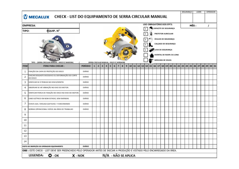 Checklist de Segurança para Serra Circular | PDF