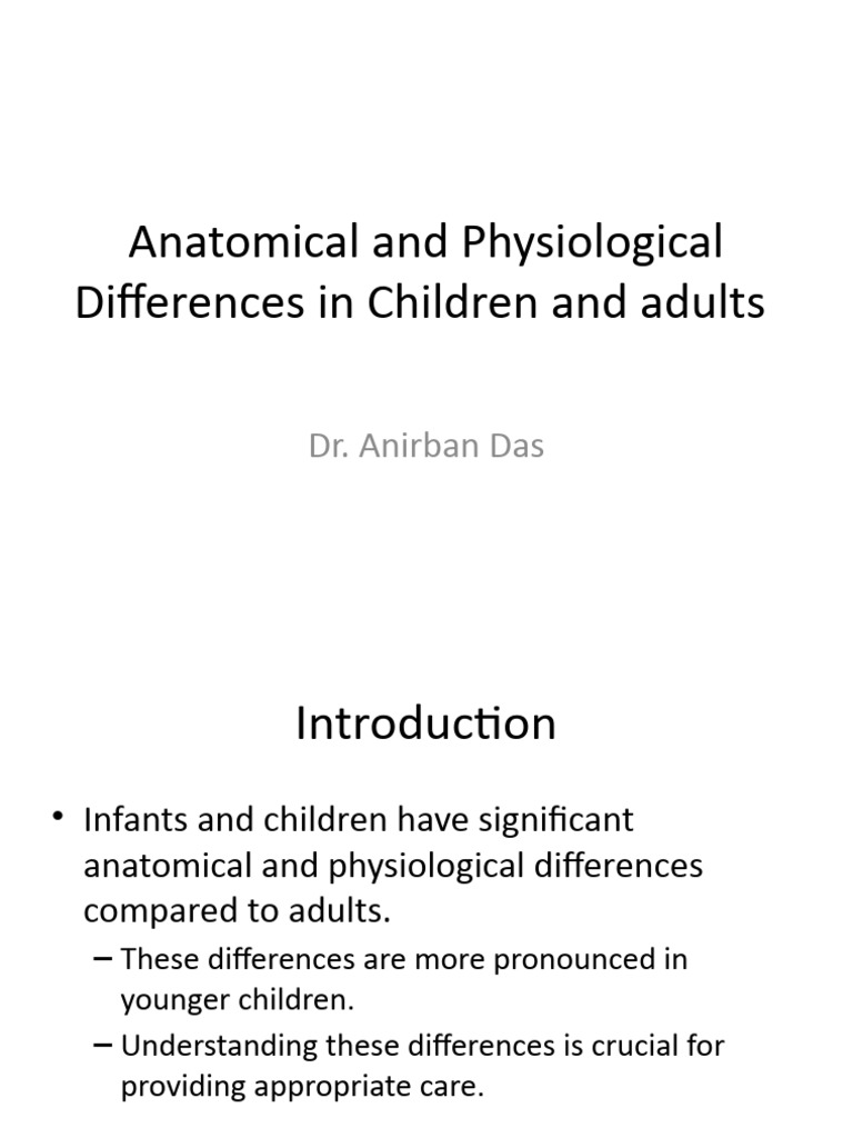Anatomical and Physiological Differences in Children | PDF