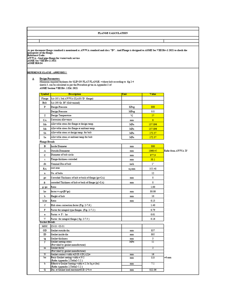 Body Flange Design | Download Free PDF | Mechanical Engineering
