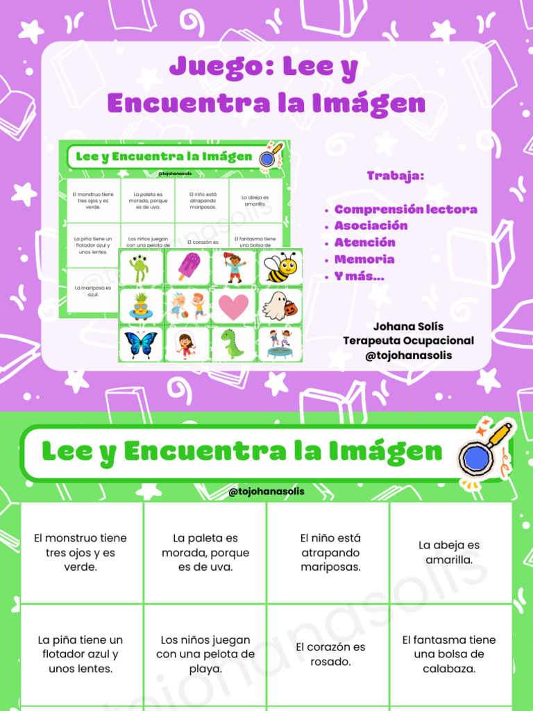Juego Lee y Encuentra la Imágen (VERSIÓN GRATUITA) | PDF