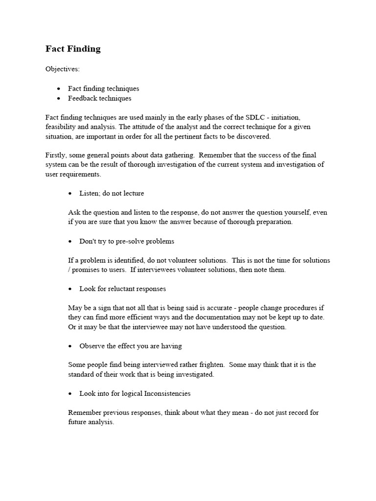 3 Fact Finding | PDF | Questionnaire | Intelligence Analysis