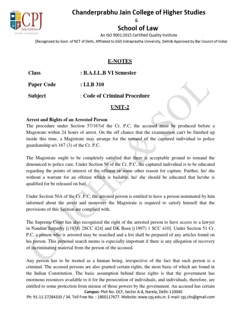 CRPC Unit-2 | PDF | Bail | Arrest Warrant