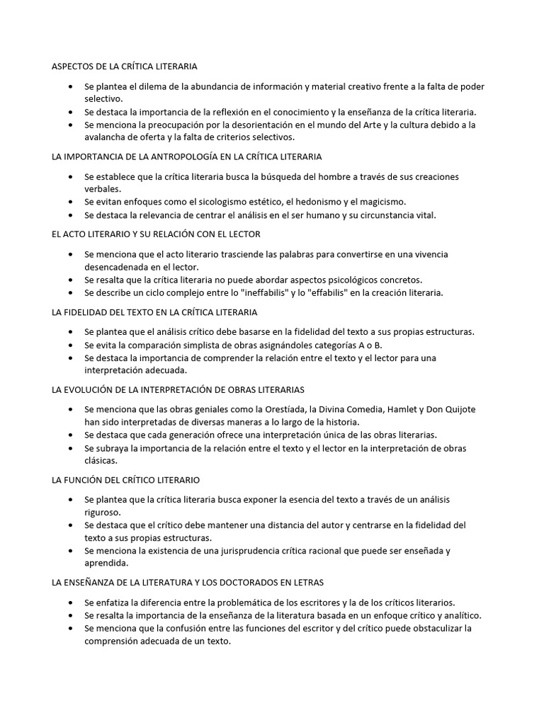 Aspectos de La Crítica Literaria | PDF | Crítica literaria | Sicología