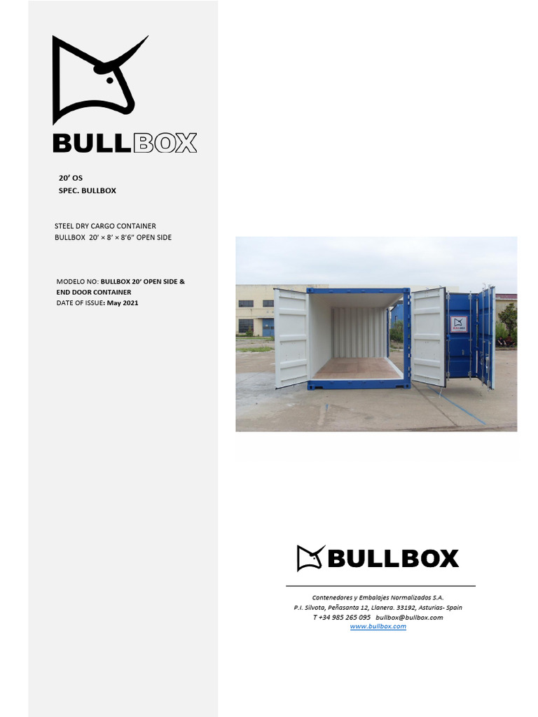 20' Open Side Container Specifications | PDF | Door