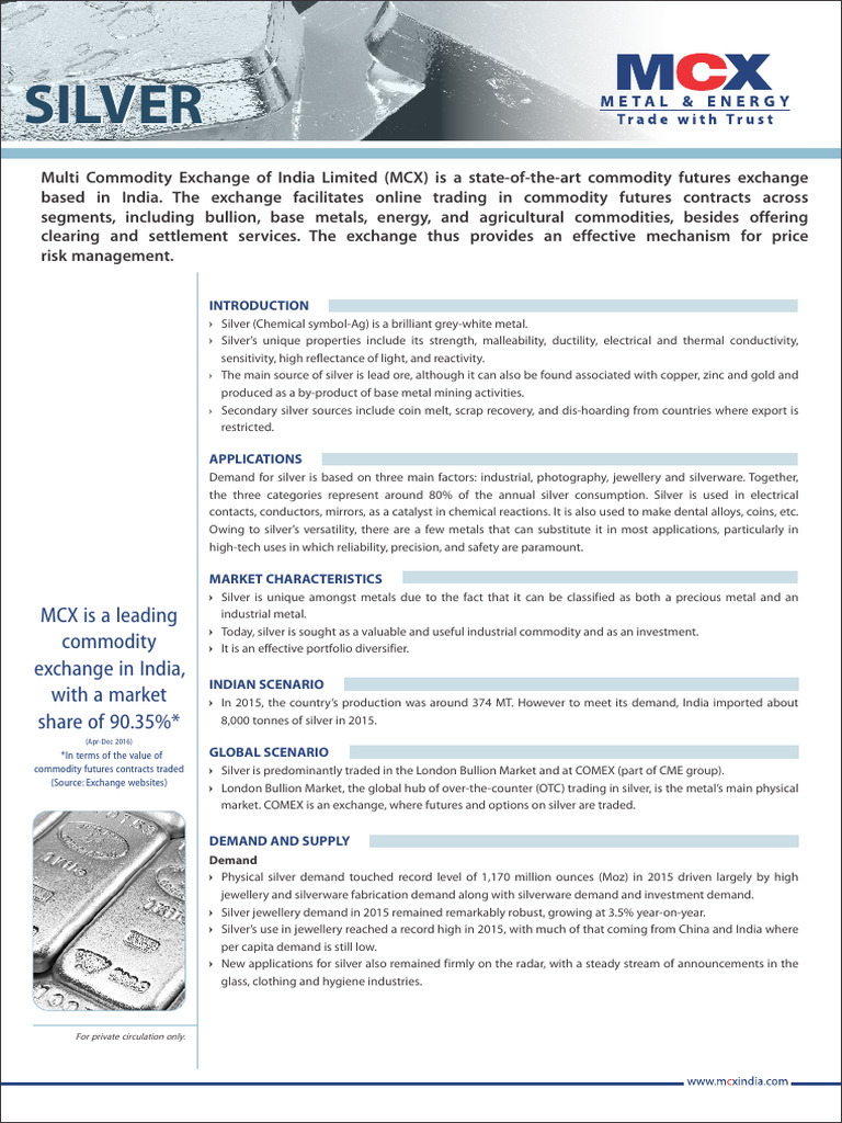 MCX Silver Trading Insights and Specs | PDF | Futures Contract | Metals