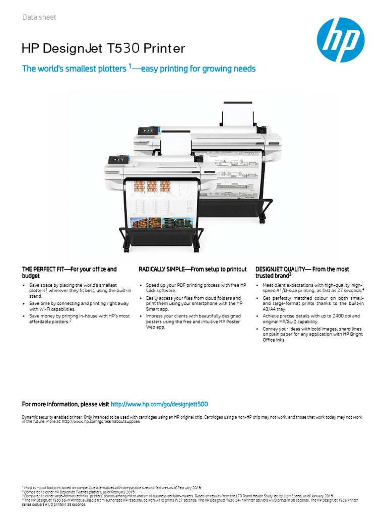 HP-DesignJet-T530-Printer-Series-Datasheet | PDF | Printer (Computing) | Office Equipment