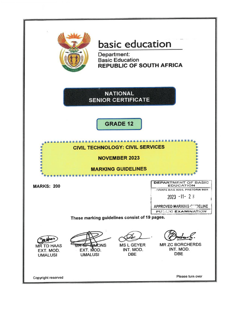 Civil Tech (Civil Serv) Oct-Nov 2023 Approved Marking Guideline(Eng Ver ...